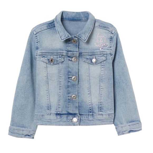 H&M | Jackets & Coats | Hm Girls Denim Jacket Embroidered Born To Be A ...
